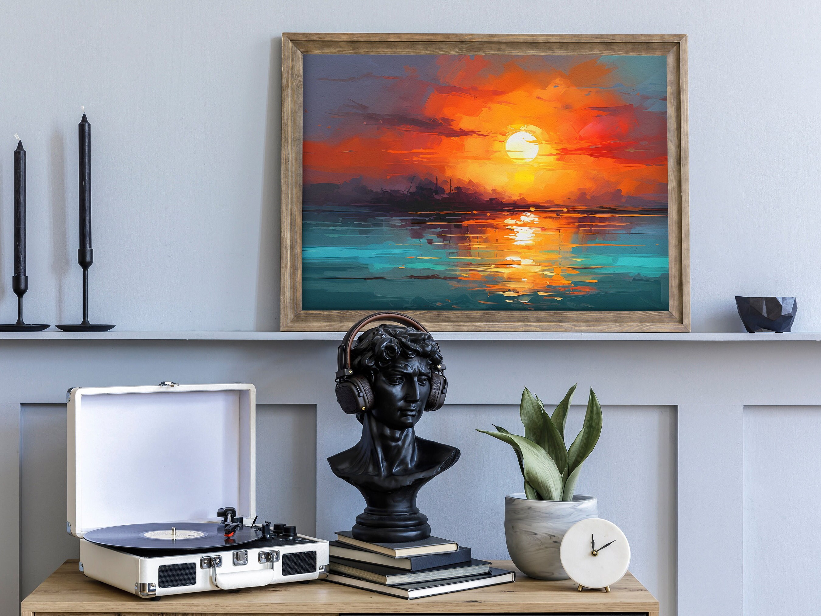 Sunrise Painting Printable Wall Art, Ocean Poster Seascape Nature ...