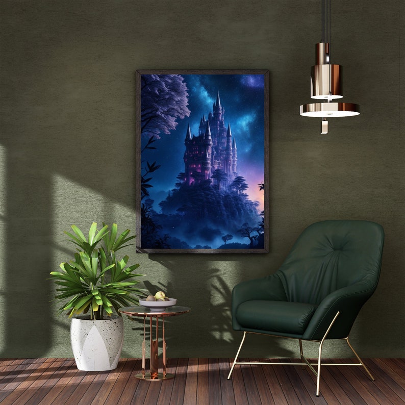 Castles in a Cosmic Stars Castle Wallpaper Castle Art - Etsy