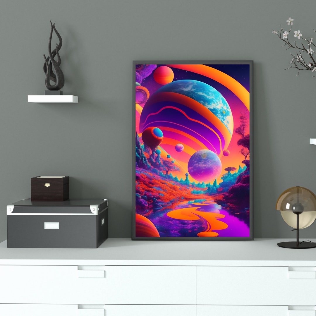 Psychedelic Wonderland Space Art 70s Psychedelic Ai Art Space Art Print ...