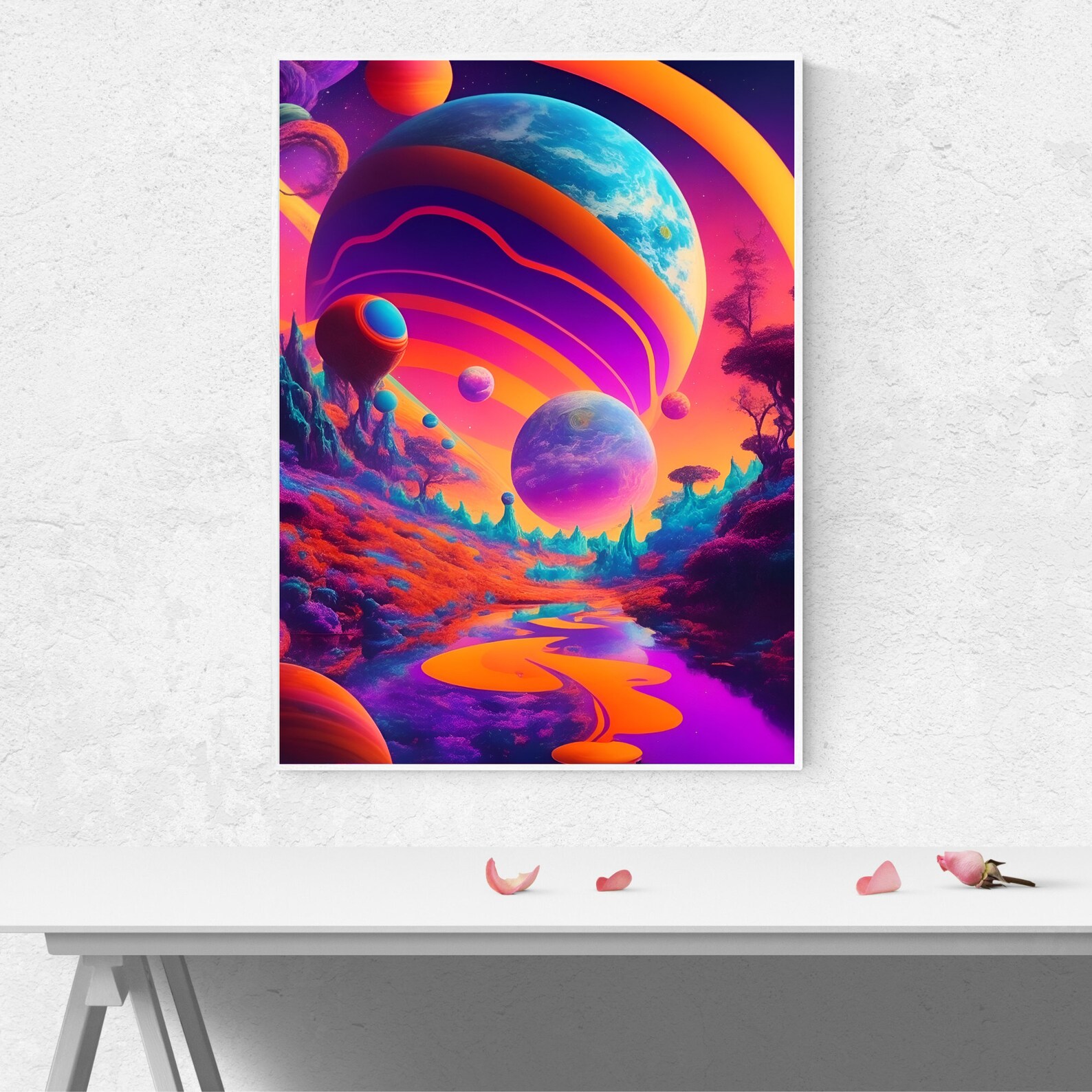 Psychedelic Wonderland Space Art 70s Psychedelic Ai Art Space Art Print ...