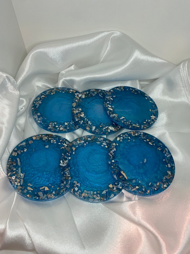 Elegant Blue Broken Glass Coasters Set of 5 - Etsy