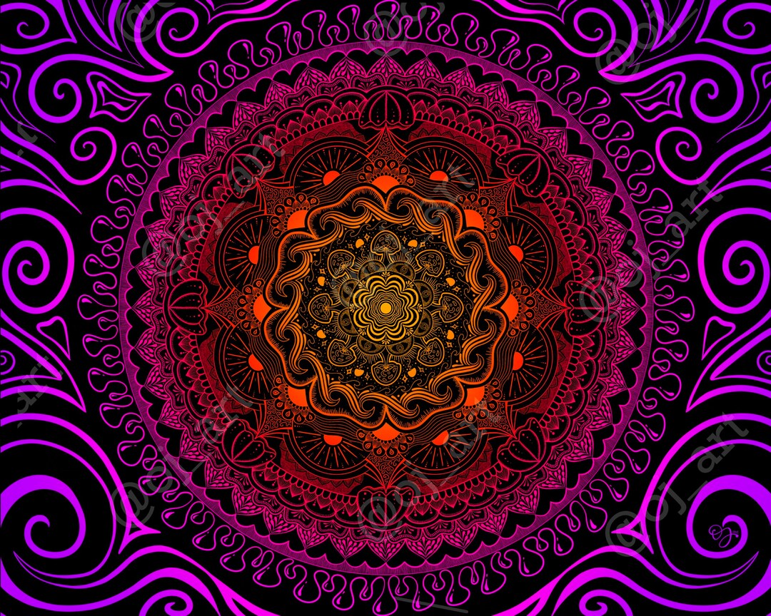 Depth - Detailed Sunset Mandala Fine Art Print - Etsy