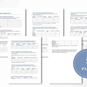 NDIS Client Intake Form Word Document for Participant Risk Consent Medical History Support ...