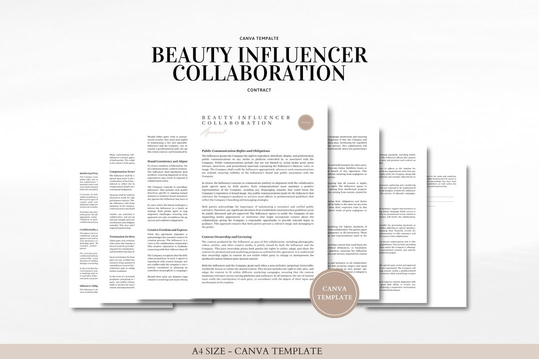 Beauty Influencer Collaboration Agreement Template for Social Media ...