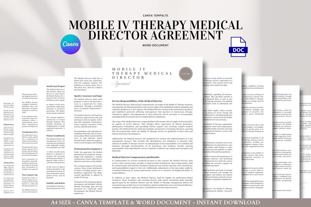 Mobile IV Therapy Medical Director Contract Template Canva and Word ...
