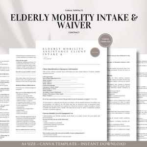 Elderly Mobility Intake & Waiver Template | Editable Word Document for ...