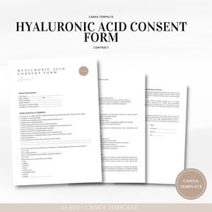 Hyaluronic Acid Consent Form Canva Template | Client Waiver & Dermal ...
