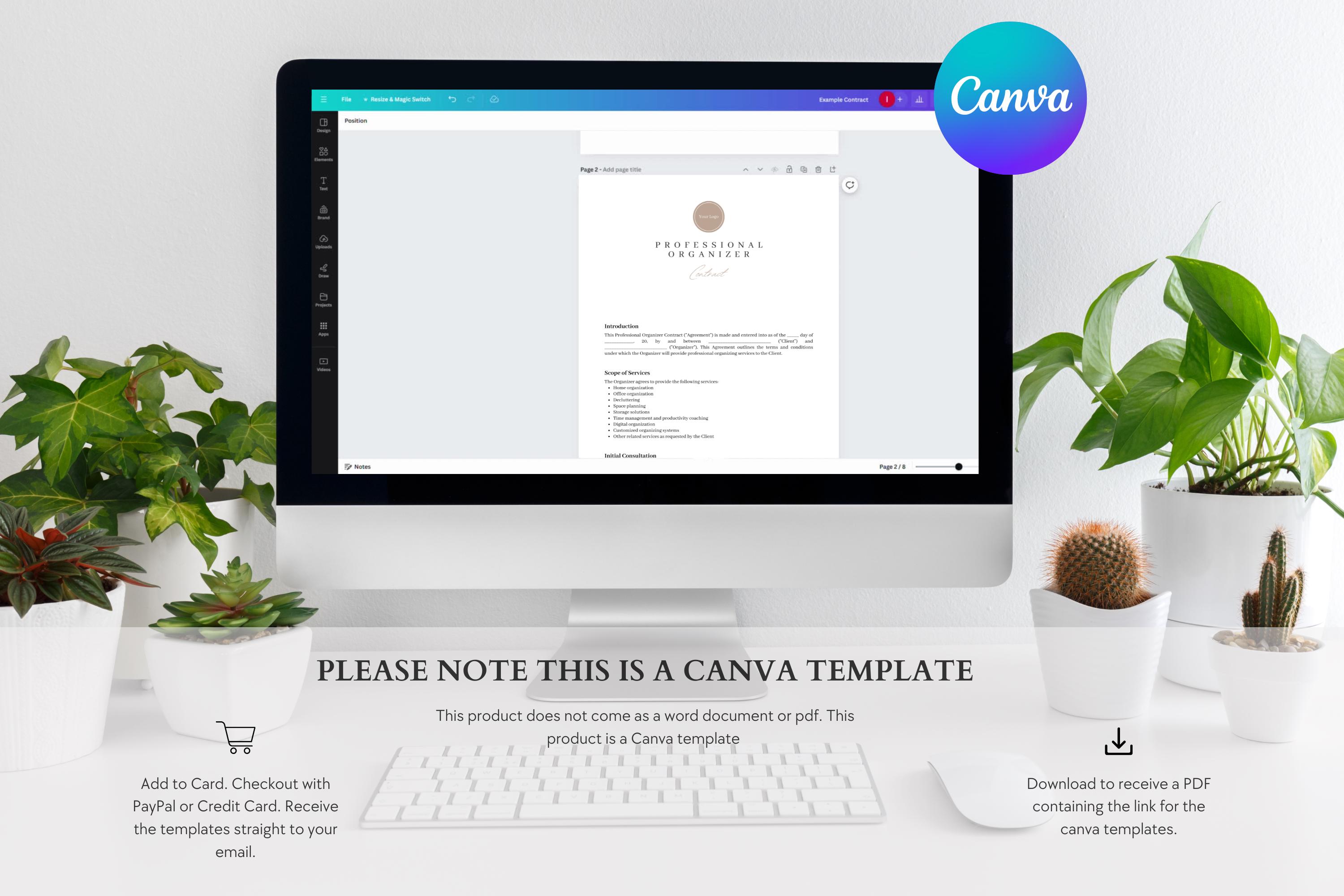 Professional Organizer Contract Template Customizable Home and Office ...