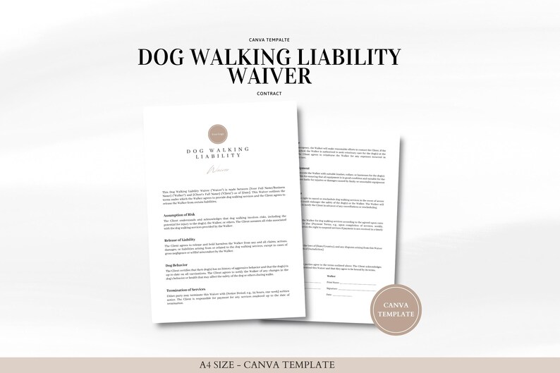 Dog Walking Liability Waiver Canva Template | Editable in Canva ...