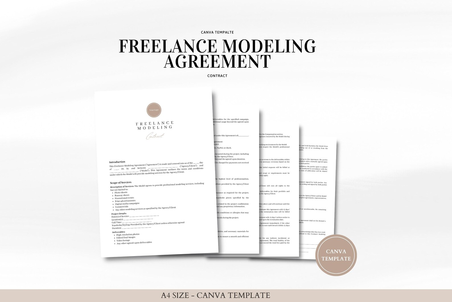 Freelance Modeling Agreement Template - Professional Contract for ...