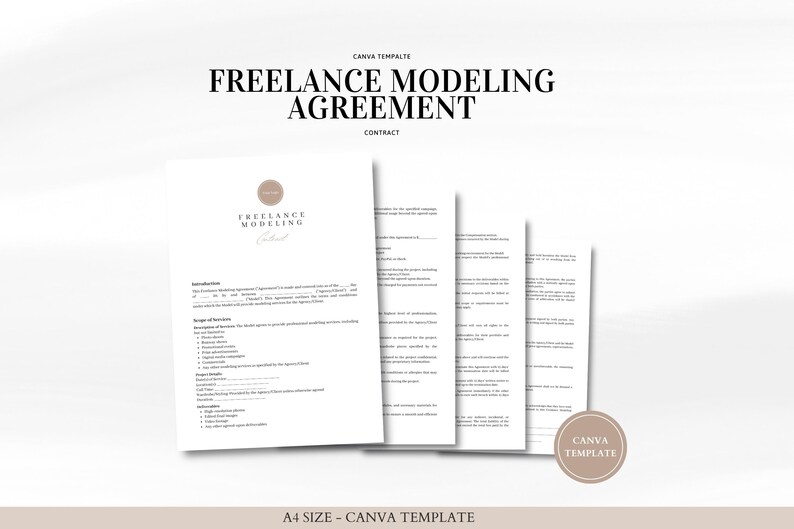 Freelance Modeling Agreement Template - Professional Contract for Models and Agencies - Edit in ...