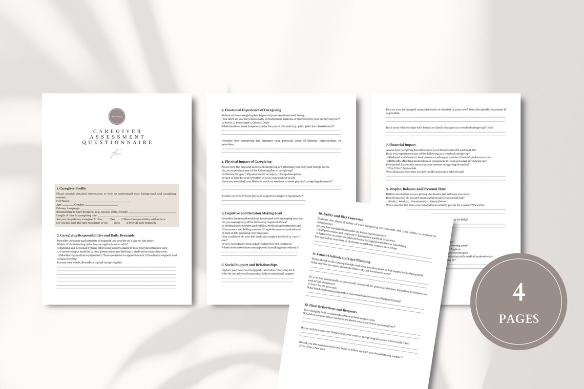 Caregiver Assessment Questionnaire | In-depth Intake Form for Family ...