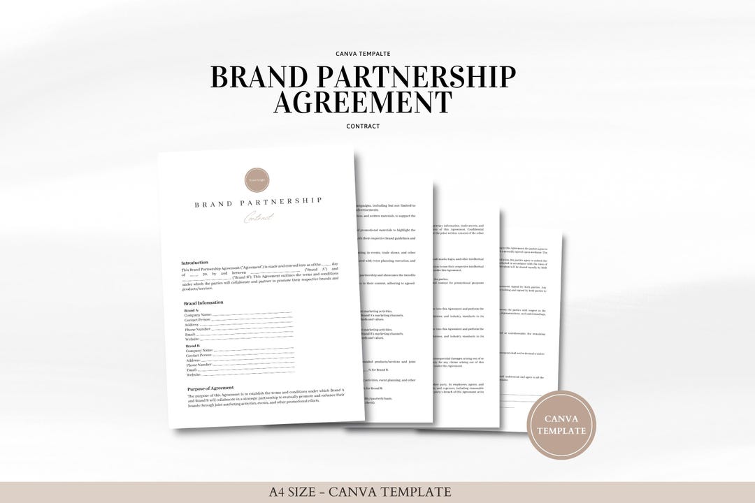 Brand Partnership Agreement Canva Template - Professional Contract for ...