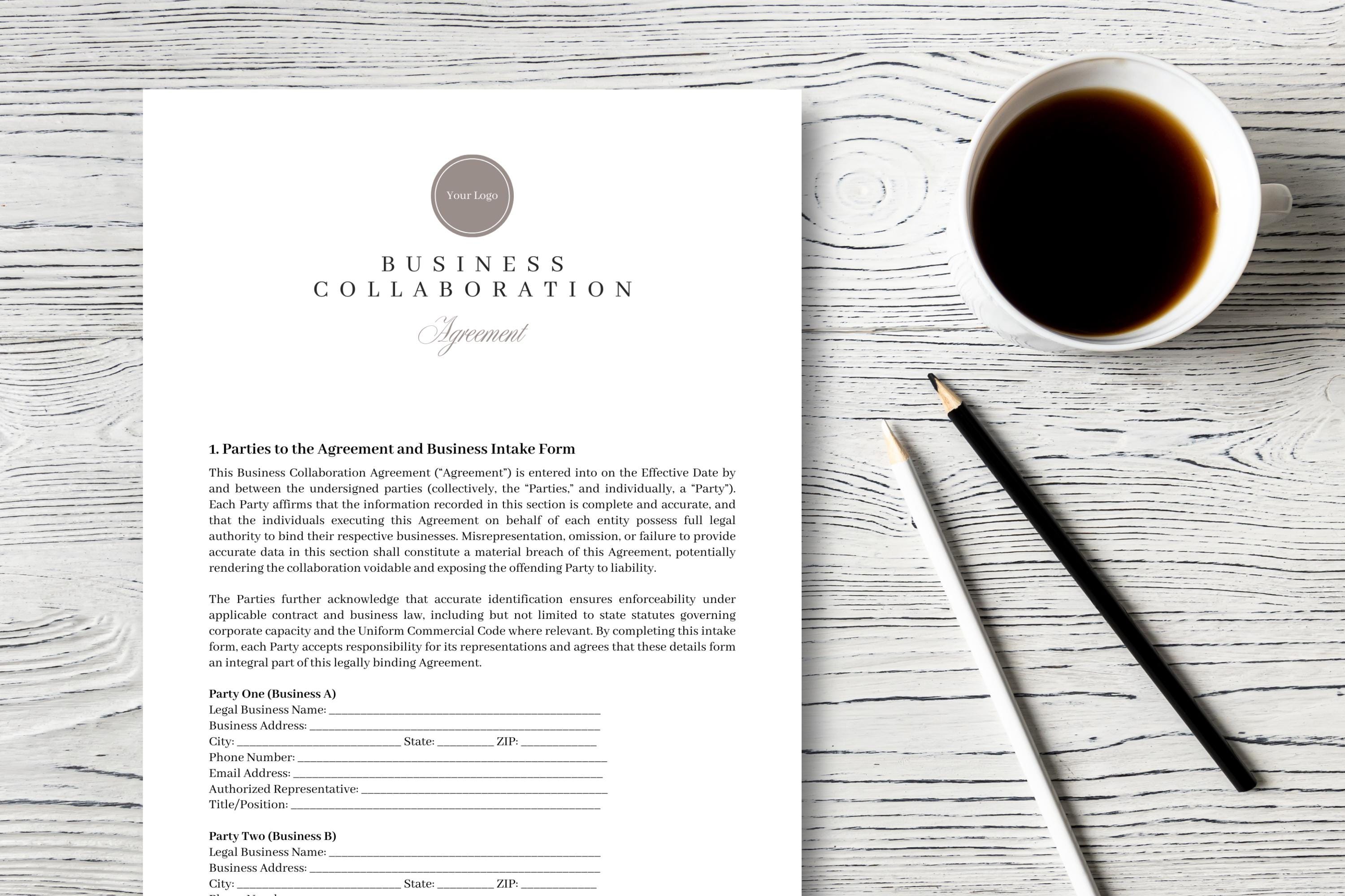 Business Collaboration Agreement Contract Template for Partnerships ...