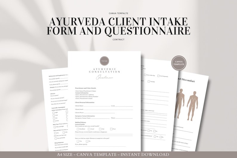 Ayurveda Client Intake Form and Questionnaire - Professional Template ...
