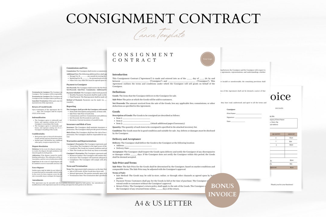 Consignment Contract Template Professional Agreement for Consignment ...