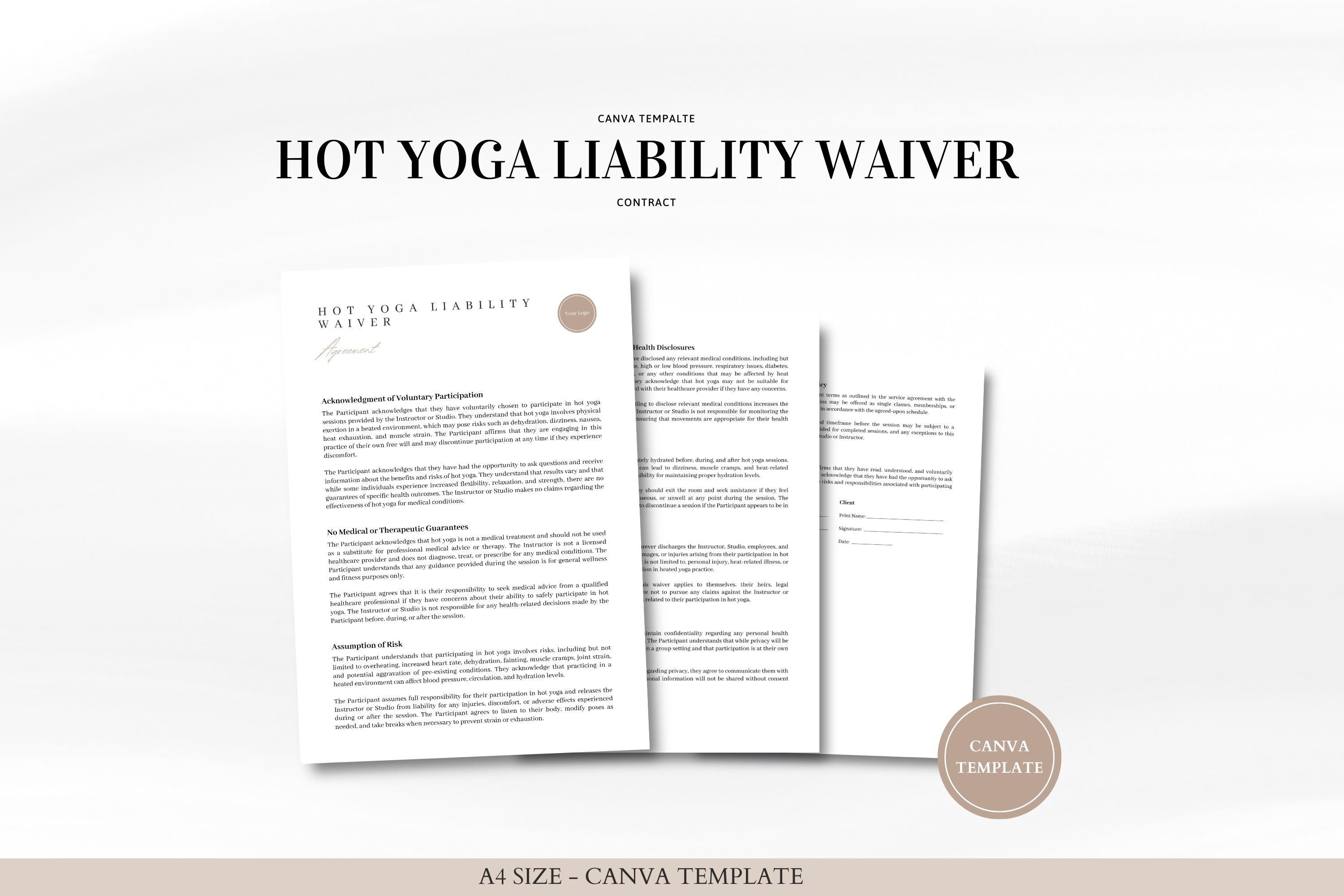 Hot Yoga Liability Waiver Template Canva Heated Yoga Consent Form ...