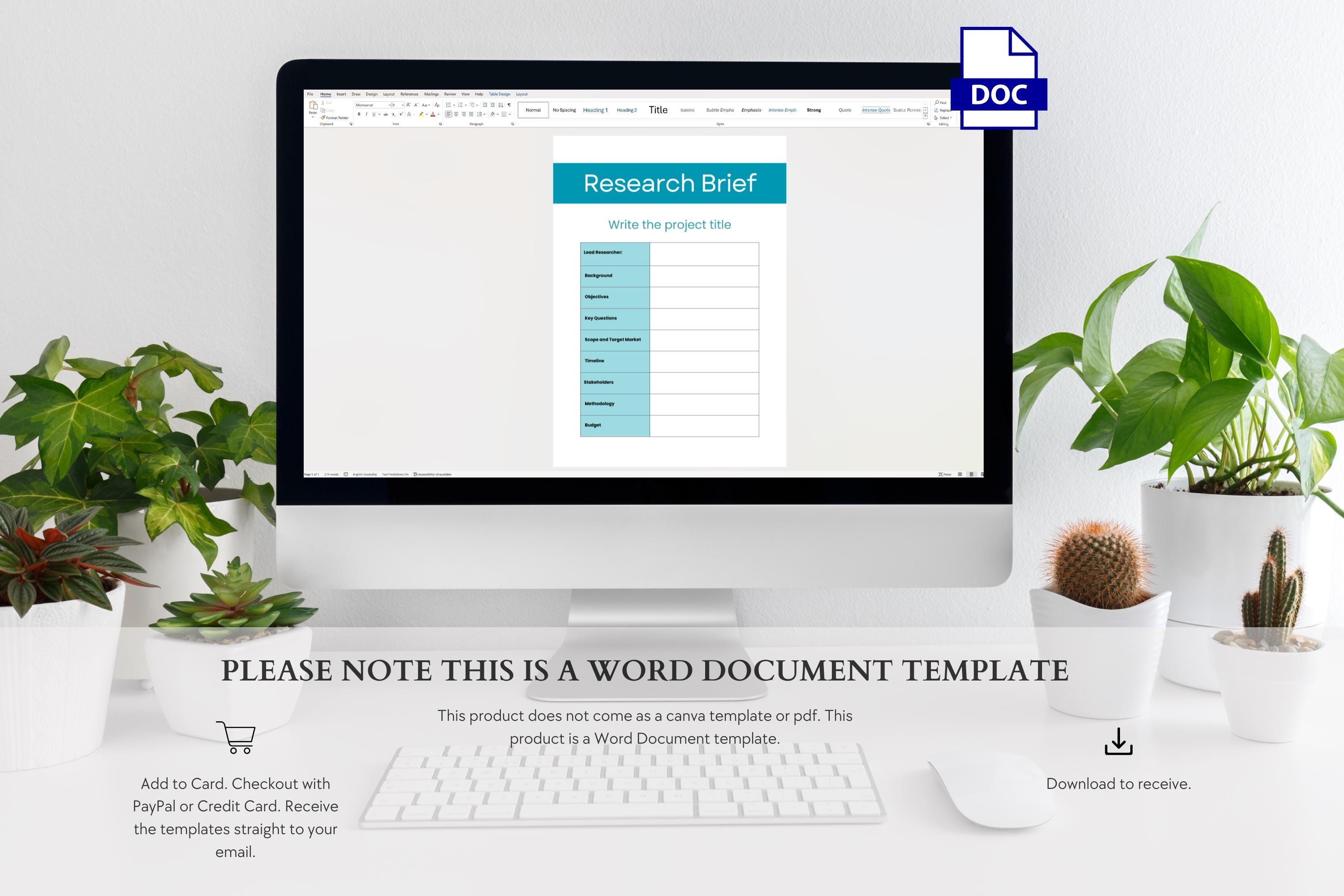 Editable Research Brief Template | Word Document | Professional ...