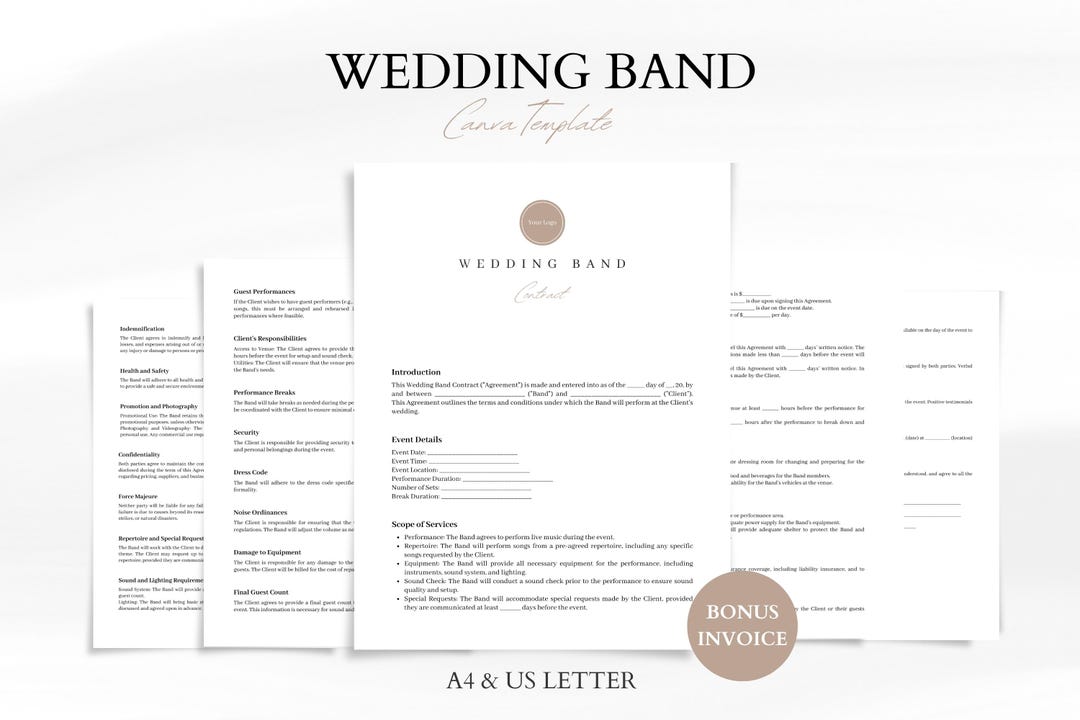 Wedding Band Contract Template Customizable Performance Agreement - Etsy