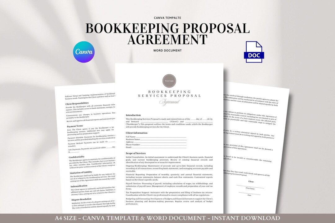 Bookkeeping Proposal Contract Template Client Agreement Services Scope ...