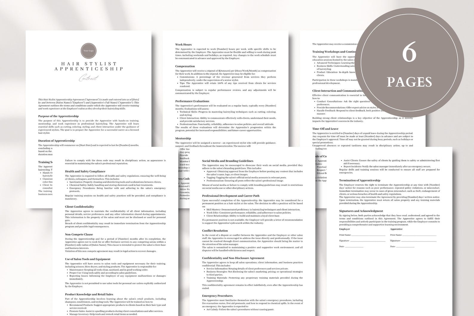 Hair Stylist Apprenticeship Agreement Template | Comprehensive Training ...