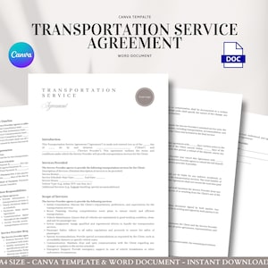 Transportation Service Agreement Editable Contract Template Client ...