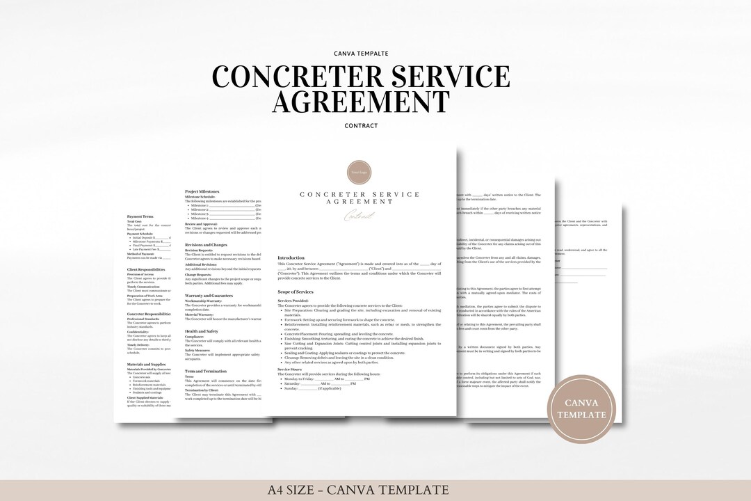 Concreter Service Agreement Template - Professional Contract for ...