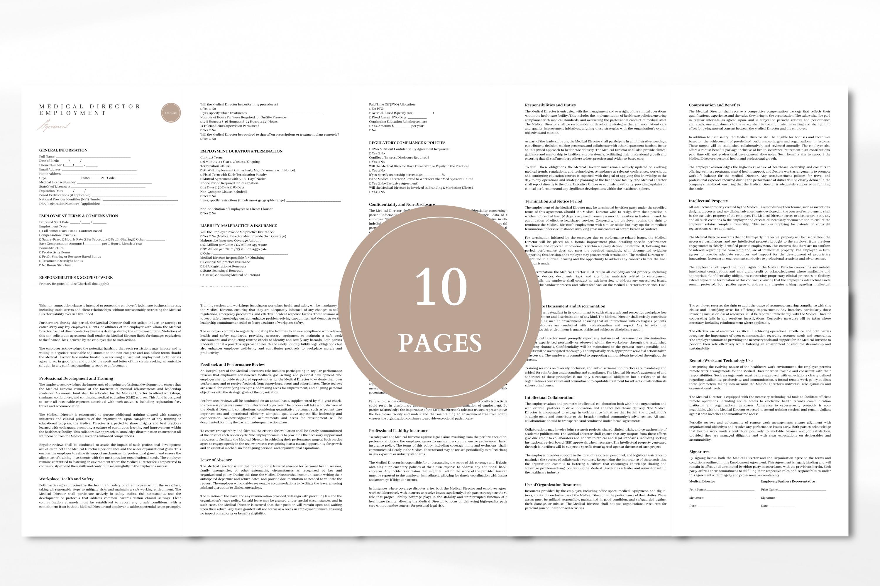 Medical Director Employment Agreement Canva Template | Med Spa Hiring ...