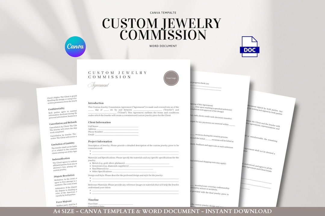 Custom Jewelry Commission Contract Template for Bespoke Design Intake ...