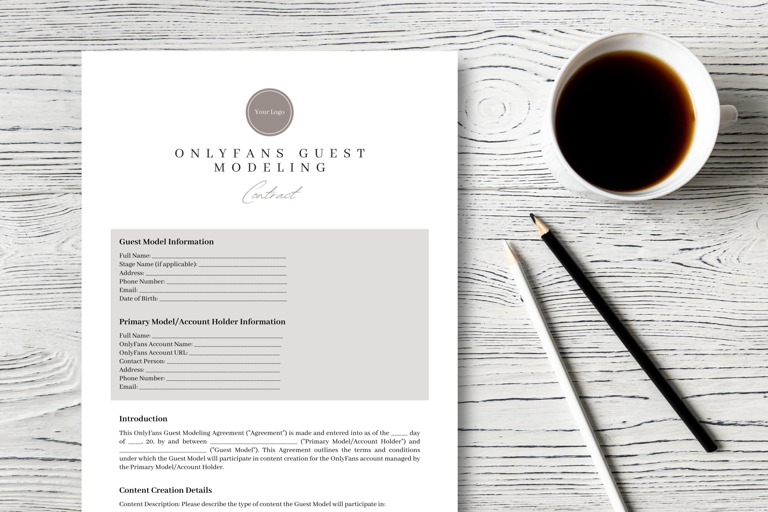 Onlyfans Guest Modeling Agreement Canva Template - Professional ...