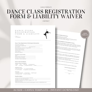 Dance Class Registration Form & Liability Waiver | Editable Canva Template for Studios ...