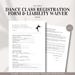 Dance Class Registration Form & Liability Waiver | Editable Canva ...