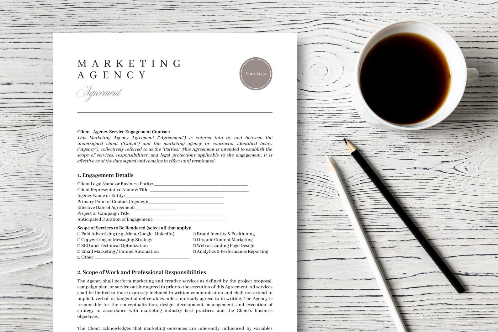 Marketing Agency Agreement | Full-length Client Contract for Branding ...