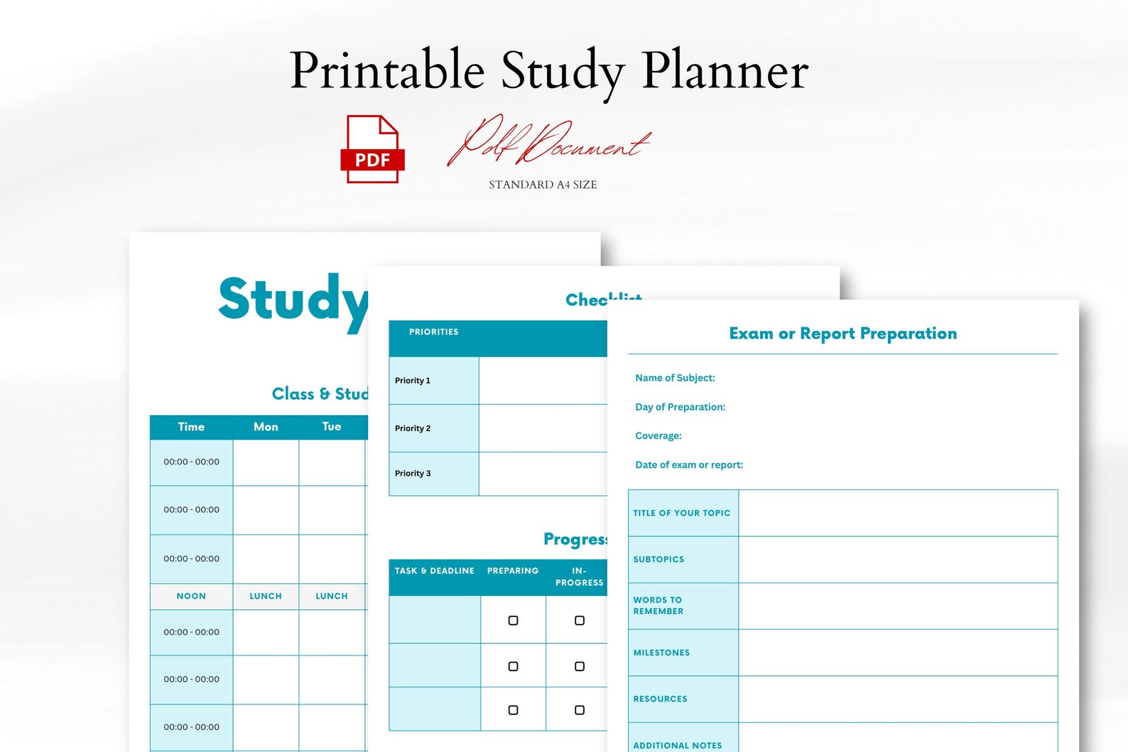 Printable Study Plan Template PDF Download Organize Your Study Schedule ...