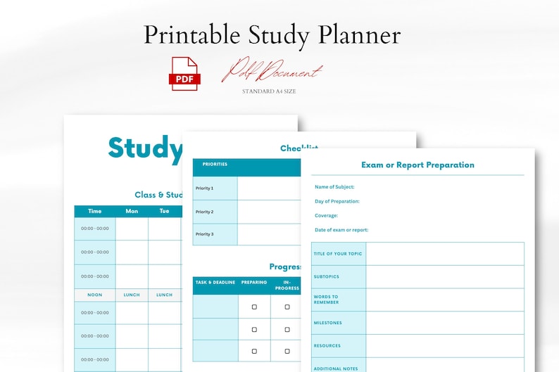 Printable Study Plan Template PDF Download Organize Your Study Schedule ...