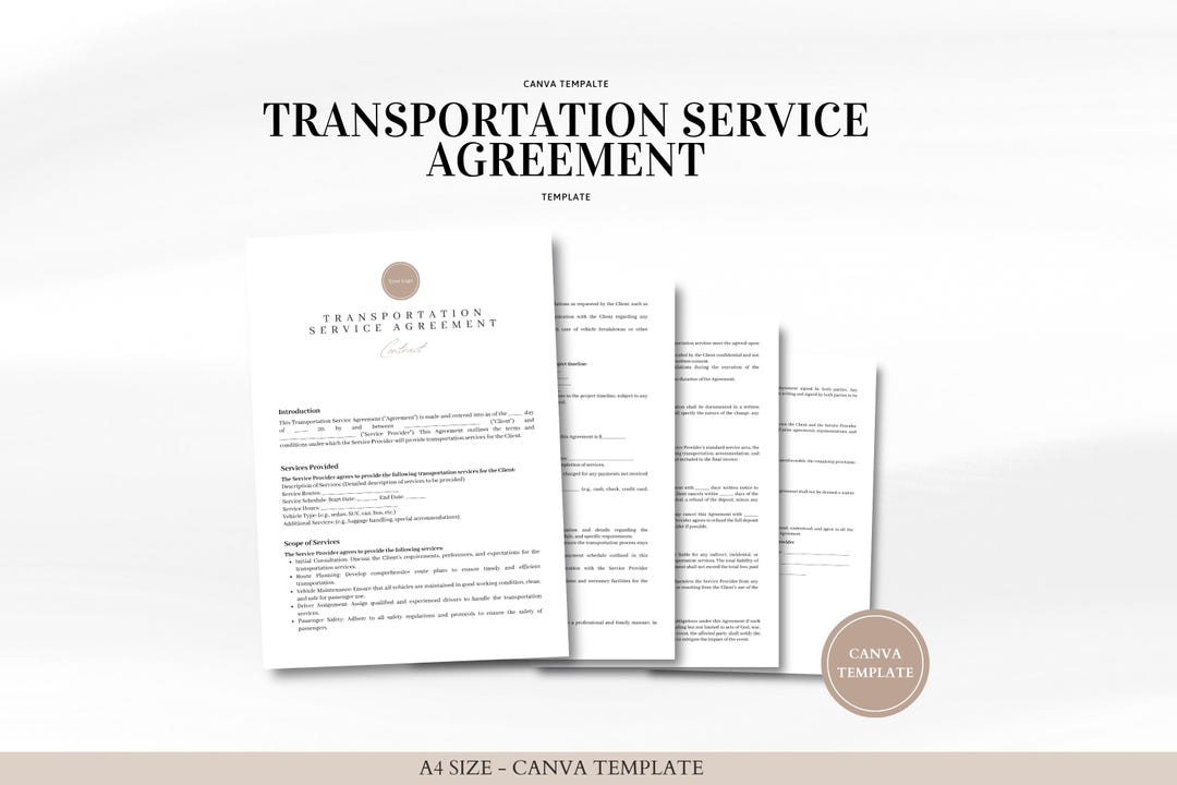 Transportation Service Agreement Template - Professional Contract for ...