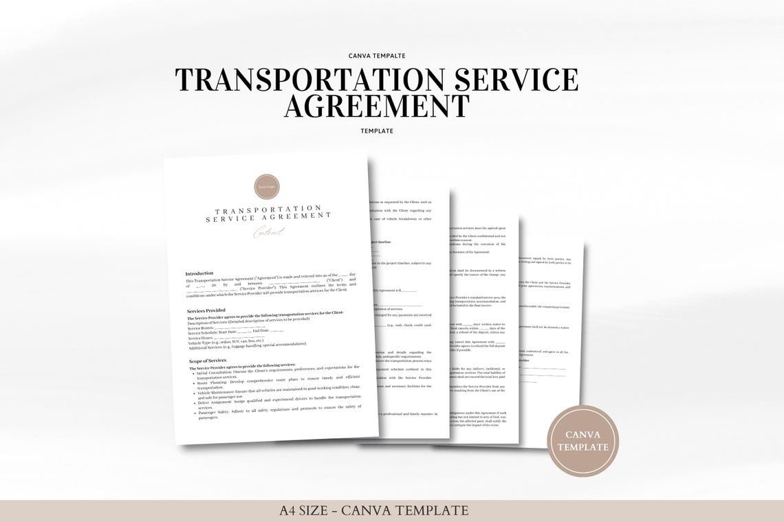 Transportation Service Agreement Template - Professional Contract for ...