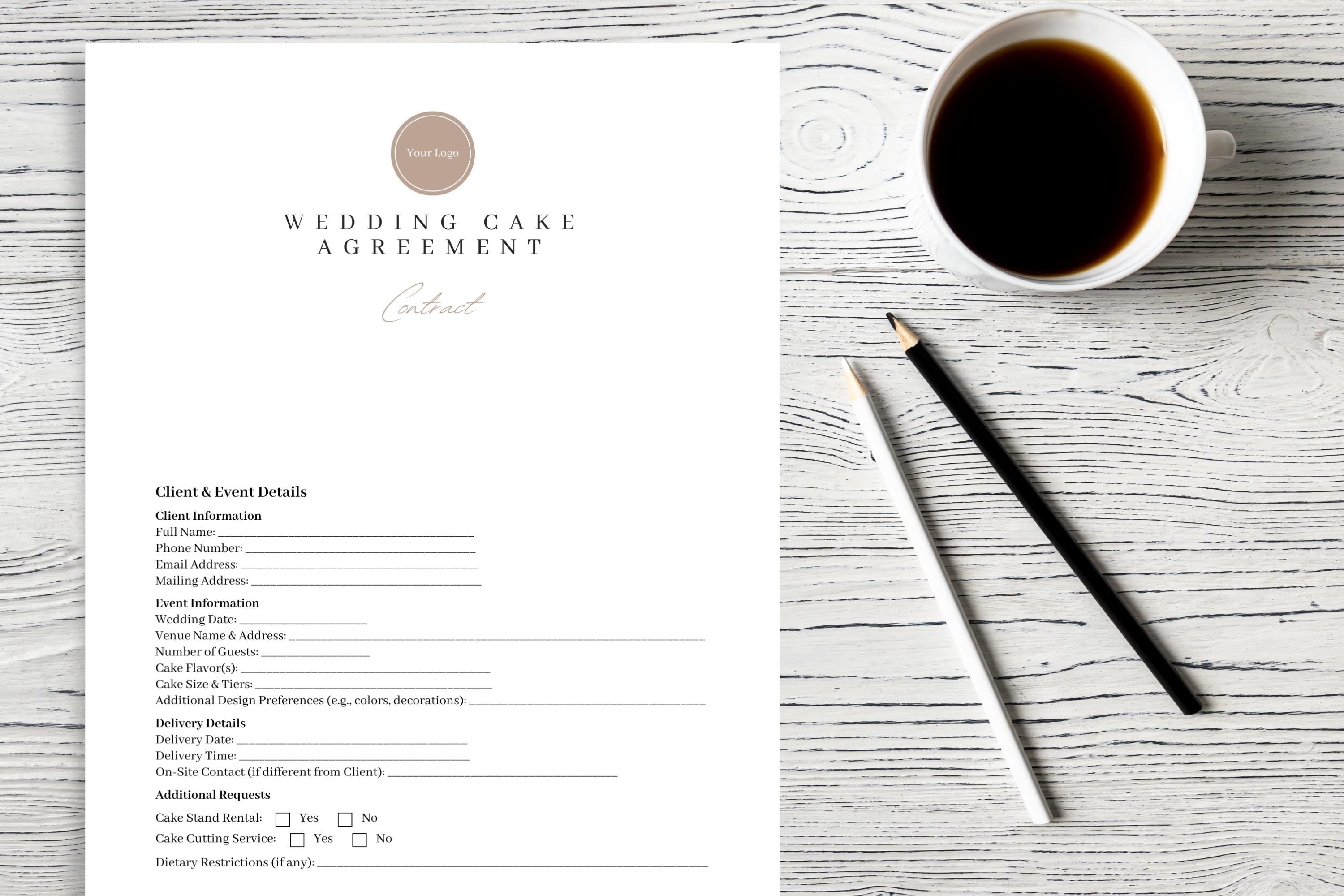 Wedding Cake Agreement Template Wedding Cake Contract Cake Design ...