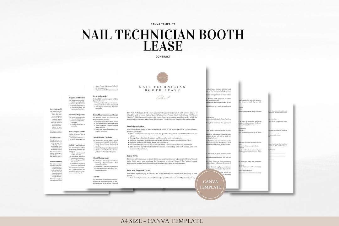 Nail Technician Booth Lease Agreement | Professional Salon Contract ...