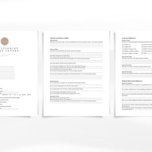 Nutritionist Client Intake Form Professional Template for Nutritional ...