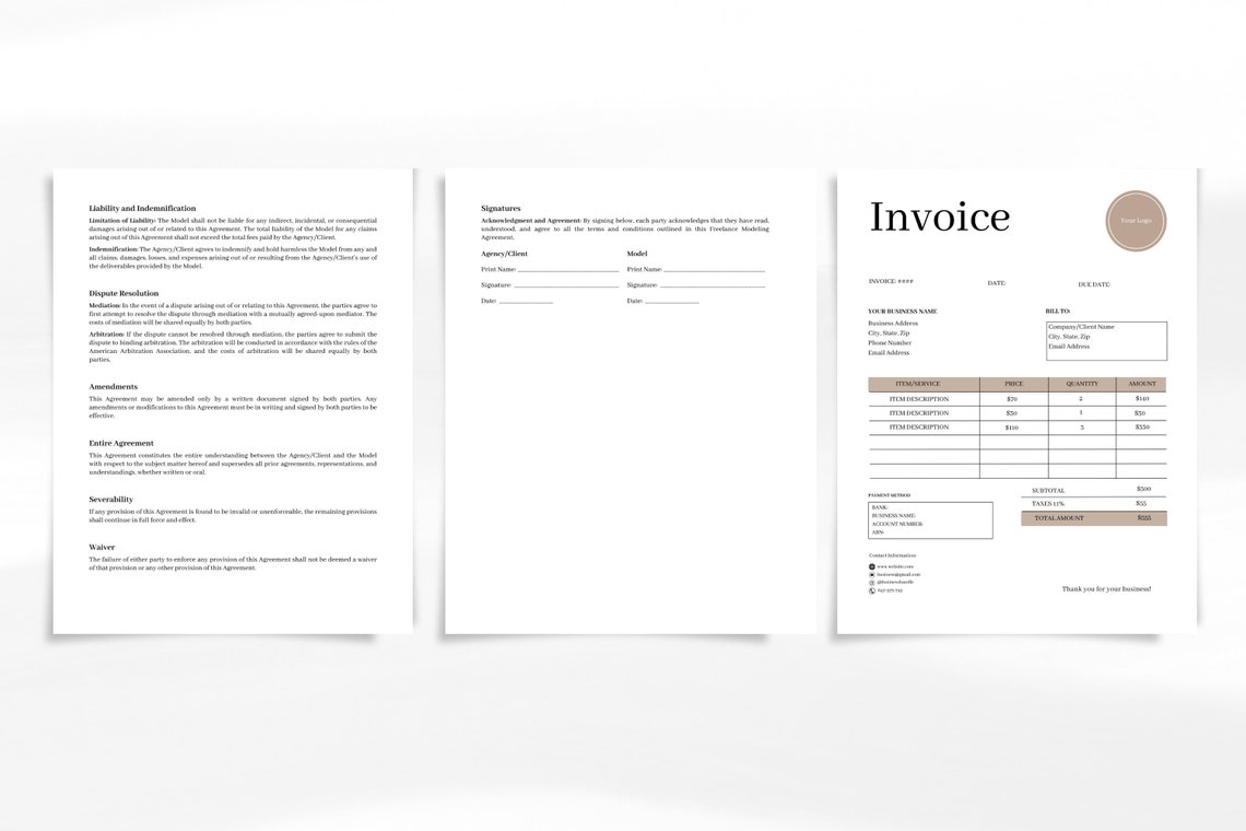 Freelance Modeling Agreement Template Professional Contract for Models ...