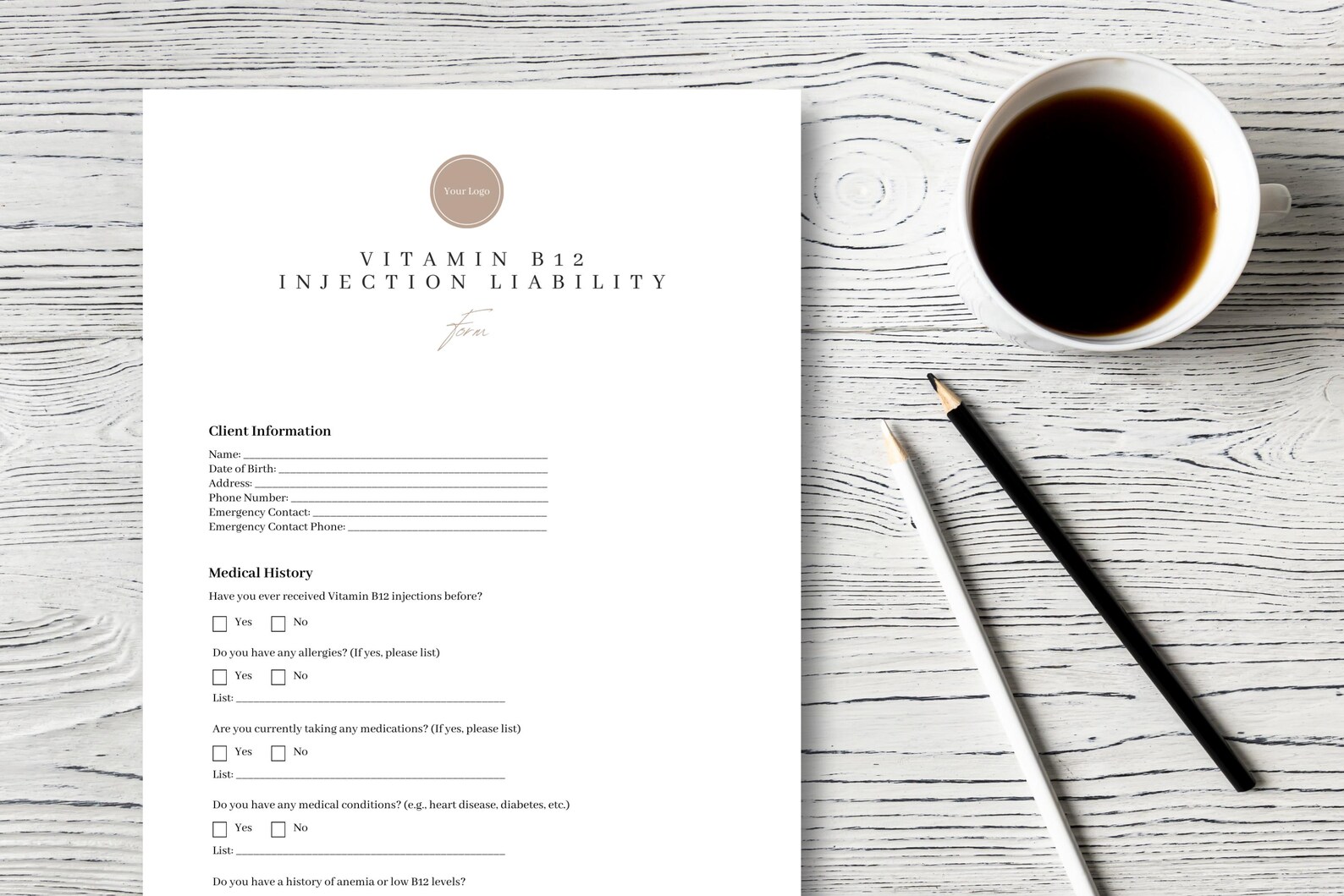 Vitamin B12 Injection Consent and Liability Form Canva Template ...