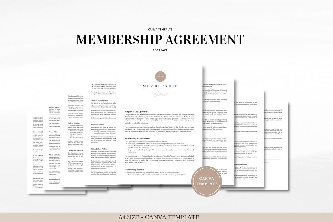 Membership Agreement Template | Comprehensive Membership Contract for ...