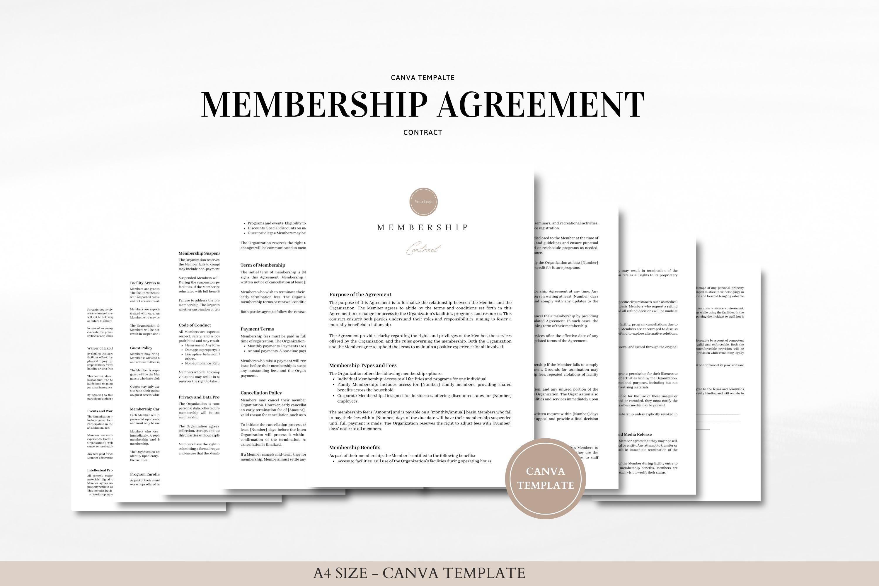 Membership Agreement Template | Comprehensive Membership Contract for ...