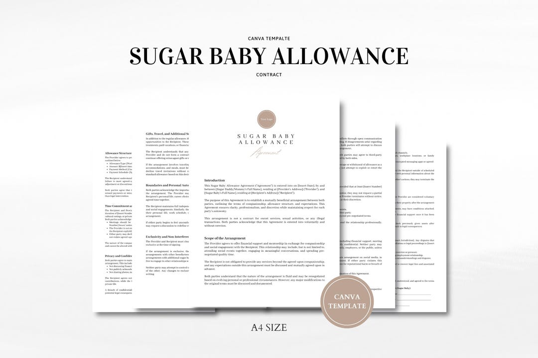 Sugar Baby Allowance Agreement Template Companionship Contract Financial Arrangement Form - Etsy