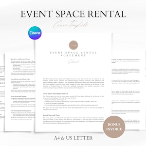 Event Space Rental Agreement Template Editable Canva Template ...