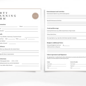 Party Planning Form and Bonus Invoice Template Customizable Canva ...