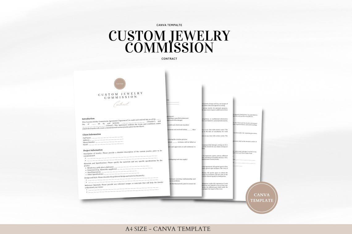 Custom Jewelry Commission Agreement Canva Template - Professional ...