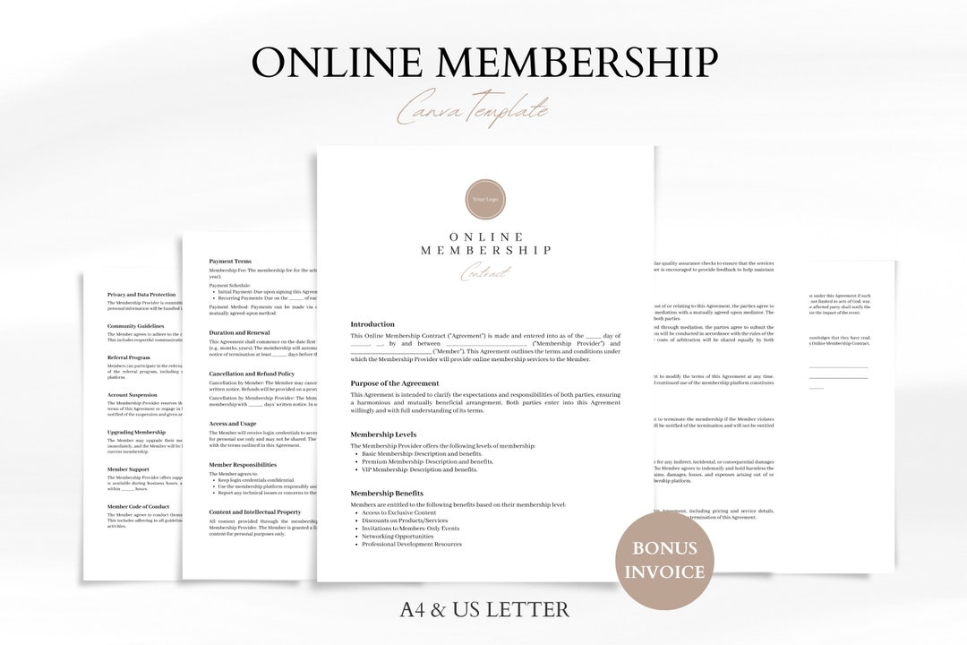 Online Membership Contract Template Professional and Customizable ...