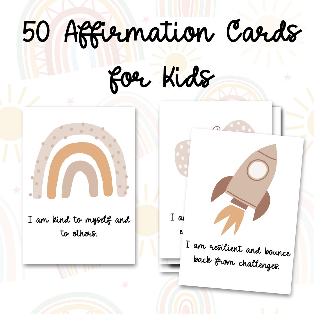 Kids Affirmation Cards Printable 50 Inspiring Positive - Etsy